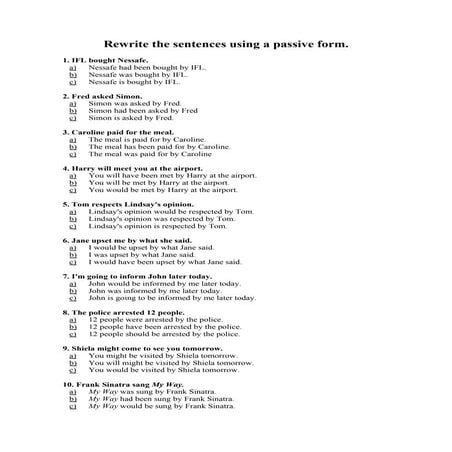 Passive 1 Exercises | PDF