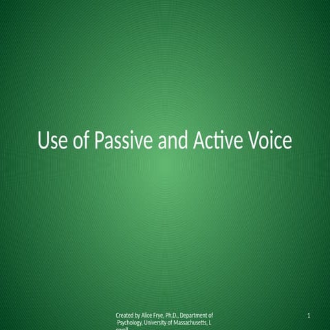 Passive and Active Voice: The use of active and passive voice in ...