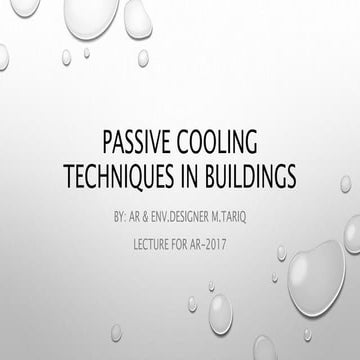 Passive cooling techniques in buildings | PPTX