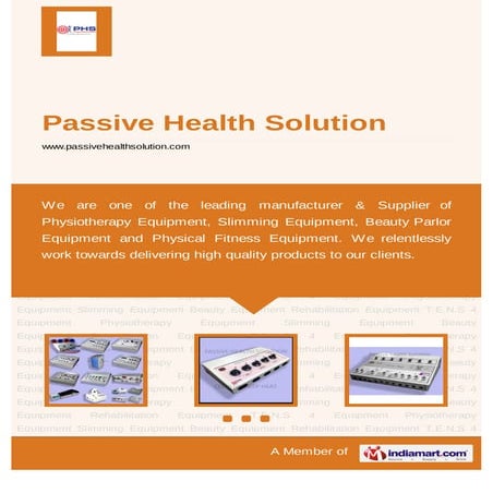 Passive Health Solution, New Delhi, Physiotherapy Equipment | PDF