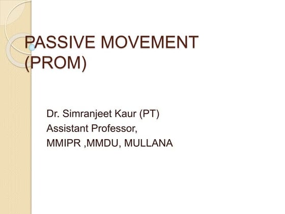 Active movement - Assisted exercises | PPT