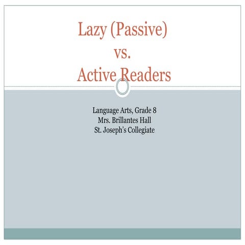 Mrs. Hall - Passive v Active Readers | PPT
