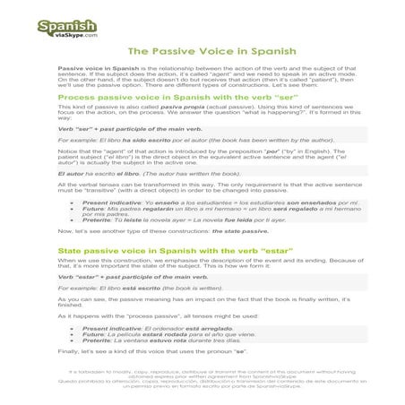 Spanish Passive Voice Sentences Spanish With Profe Spanish 202