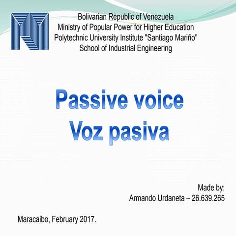 Passive voice voz pasiva (20%) | PPTX