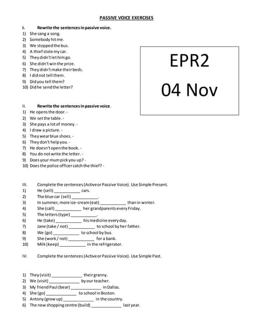 Active and passive voice exercise | PDF
