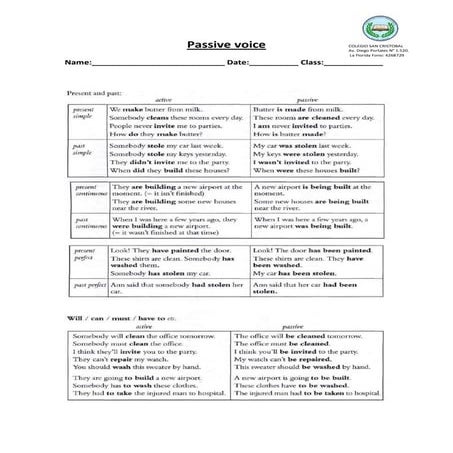 Passive voice handout | DOCX