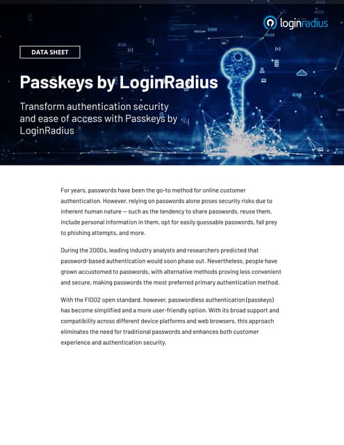 Passkeys Authentication Made Easy with LoginRadius | PDF Passkeys Authentication Made Easy with LoginRadius | PDF
