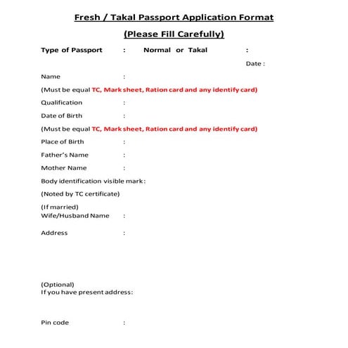 Passport application format | DOCX
