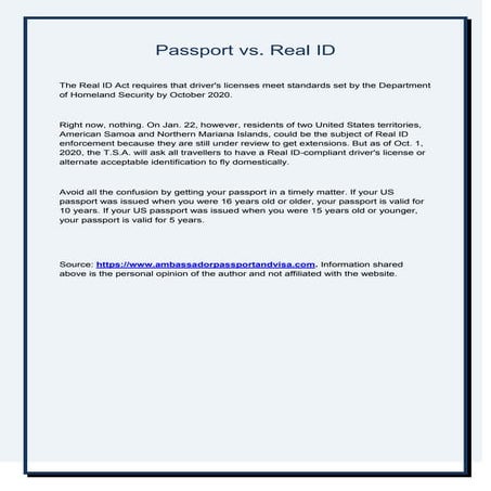 Passport vs. Real ID | PDF