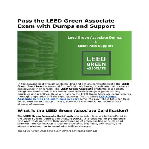 Pass the LEED Green Associate Exam with Dumps and Support.docx