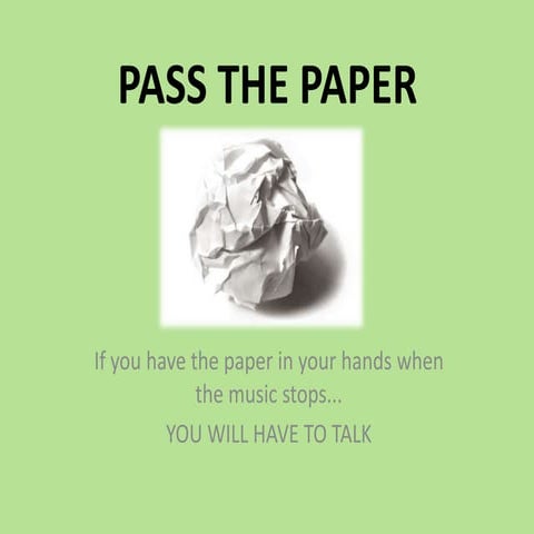 Pass the paper game Past Tenses | PPTX
