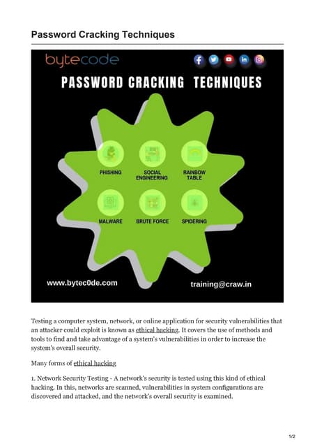 Password Cracking Techniques Bytecodepdf 0373