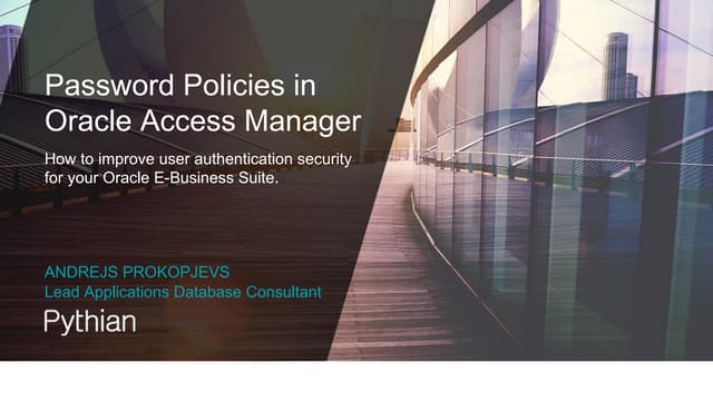 Password Policies In Oracle Access Manager How To Improve User