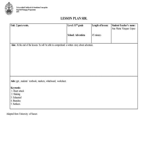 Past events-reading lesson plan | DOCX