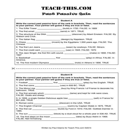 Past passive-quiz | PDF