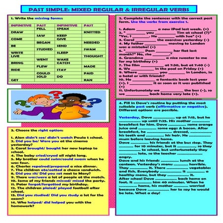 Regular And Irregular Verbs Worksheet