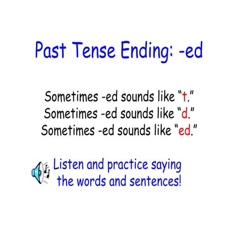 Past Tense Ending -ed | PPT