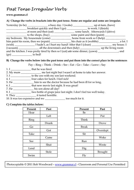 Past simple exercise (irregular verbs) | PPT