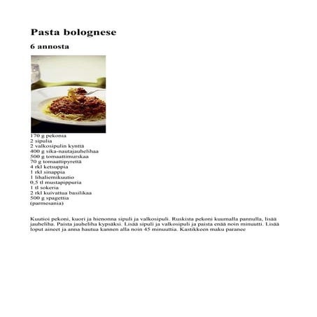 Pasta bolognese | DOCX