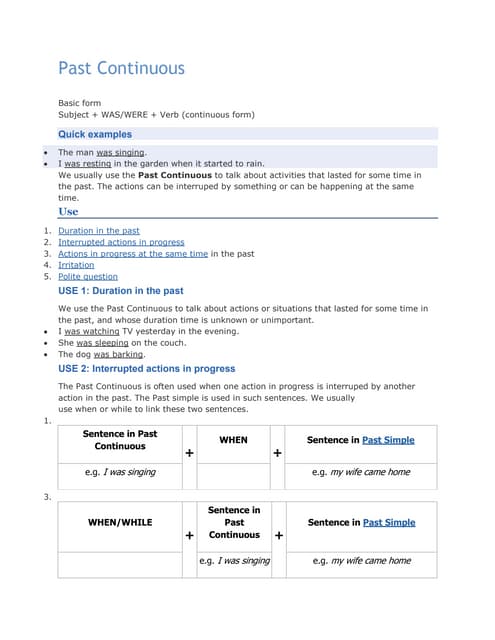 Past continuous (when & while) | PPT