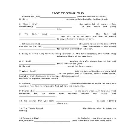 Past continuous | PDF