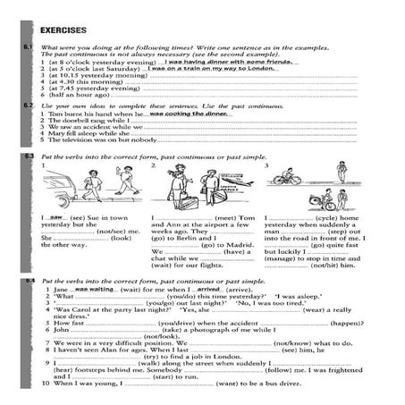 Past continuous explanation (intermidiate). excer | PDF