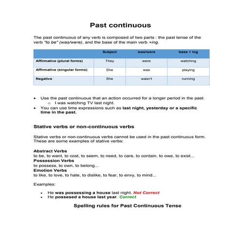 Past continuous pdf | PDF