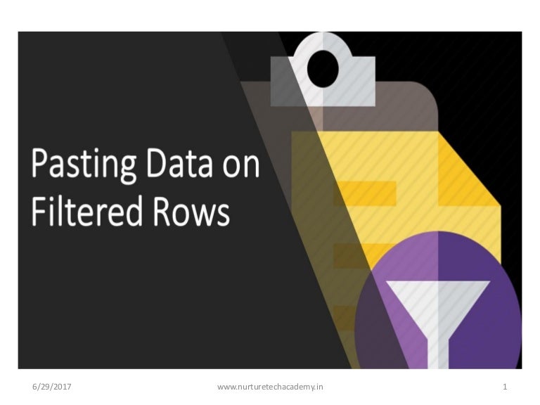 Pasting data on filtered rows nta