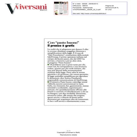 Pasto Buono di Gregorio Fogliani - Articolo su Viversani & Belli | PDF