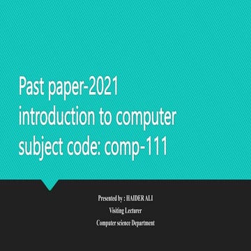 COMP-111 Past Paper 2021 complete Solution PU BS 4 Year Program | PPT