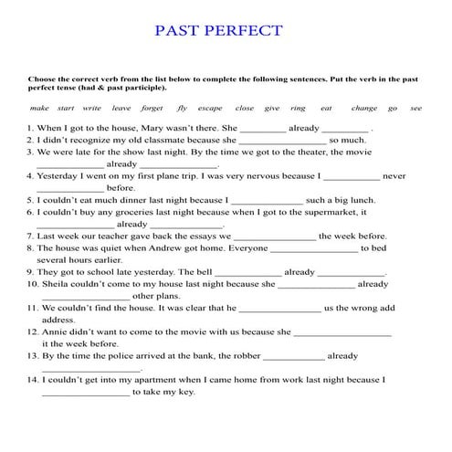 Past perfect 1 | PDF