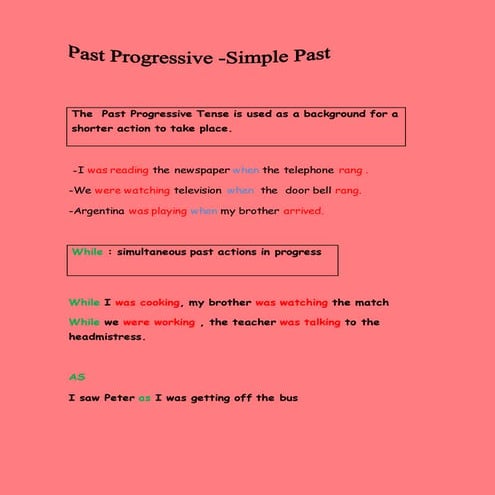 Past Progressive Tense | DOCX