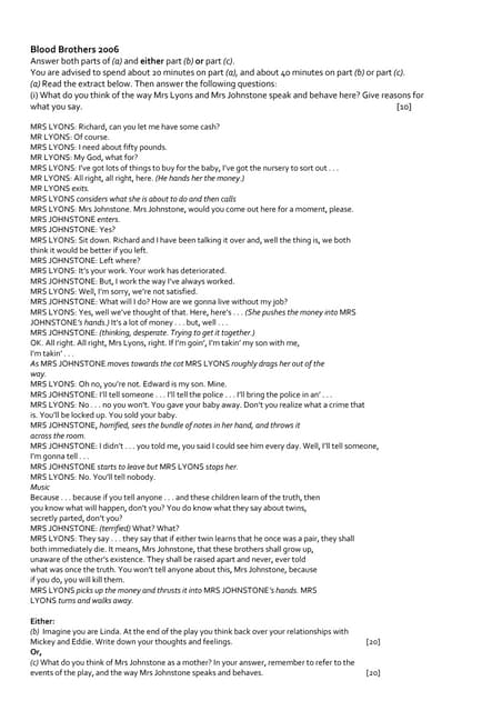 Blood Brothers: Mickey and Edward extract | PDF