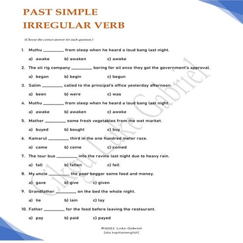 Past simple -Irregular verbs 1 | PDF