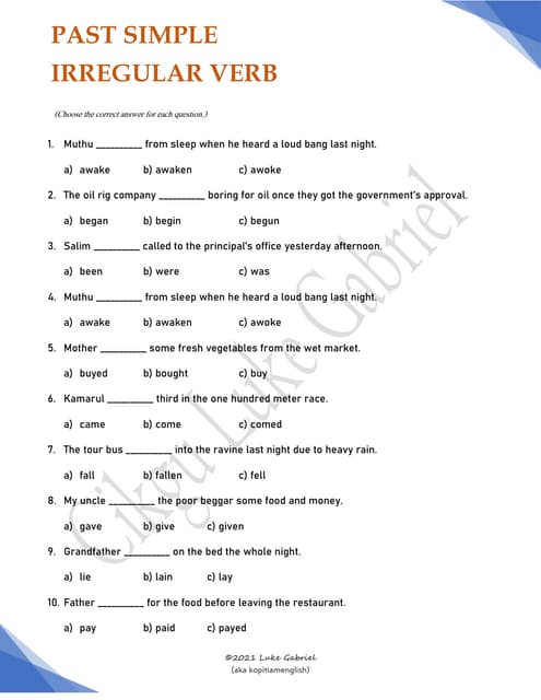Past simple - Regular verbs 1 | PDF