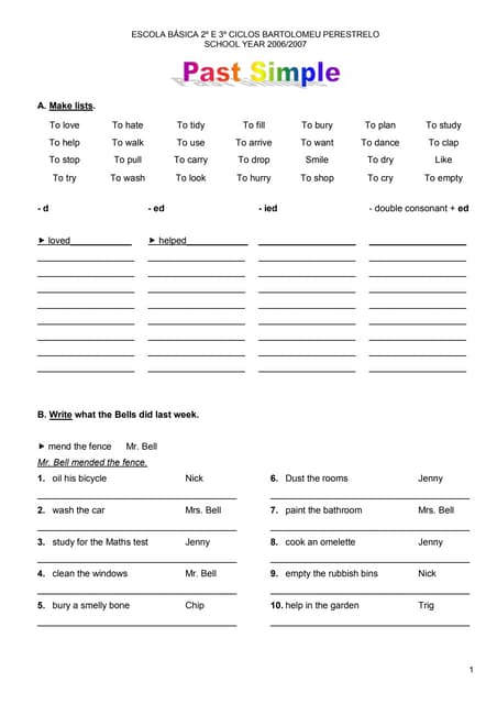 Past simple irregular verbs | PDF