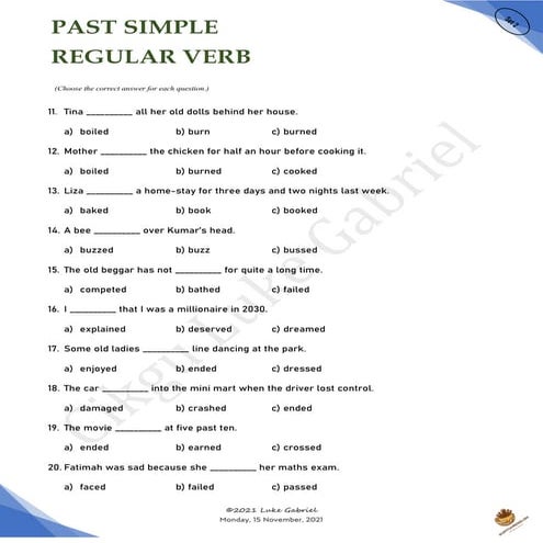 Past simple - Regular verbs 2 | PDF