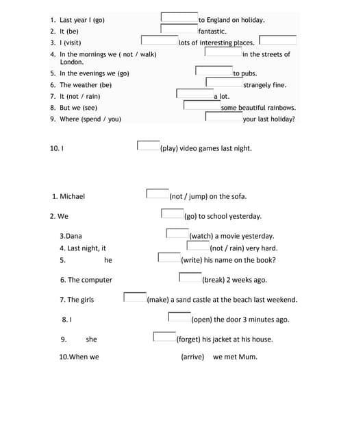 Past simple 2do worksheet | DOCX | Physics | Science