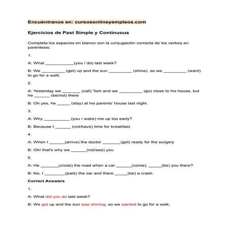 Past simple and past continuous exercises | PDF