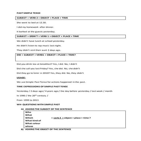 Past simple tense | PDF