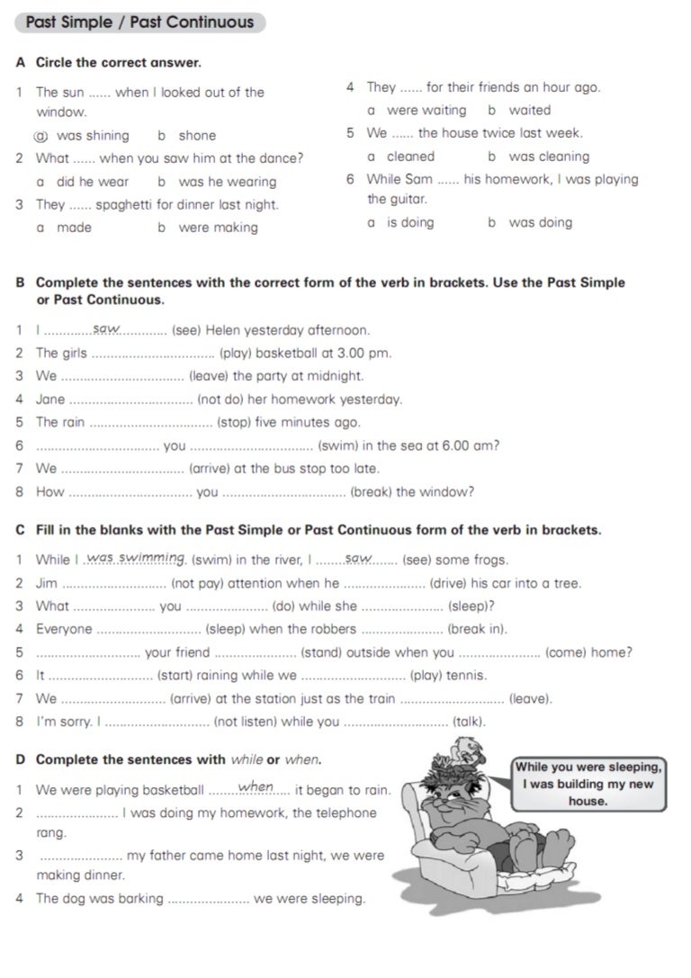 Past simple vs continuous activities extra