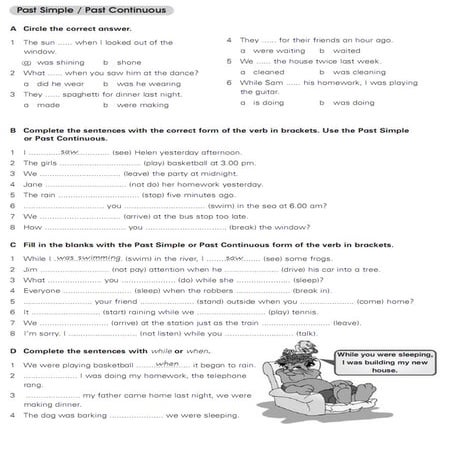 Past simple vs continuous activities extra | DOC