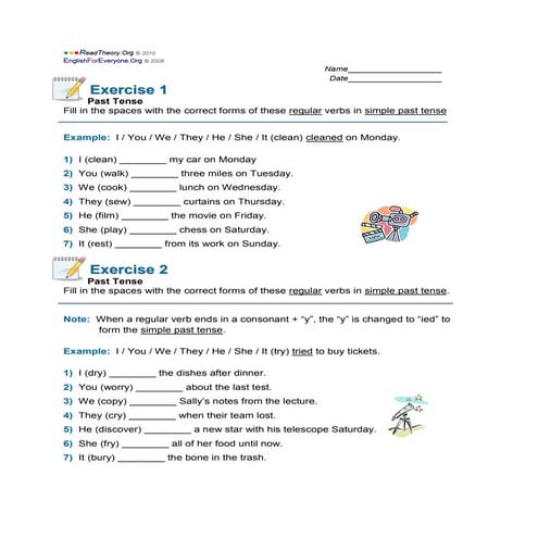 Past tense exercise_1and2 | PDF