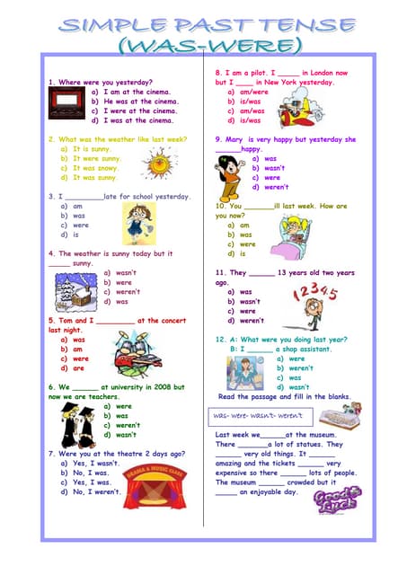 Past of the Verb to be - Was/ Were | PPT