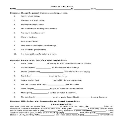 Past time exercises | DOC