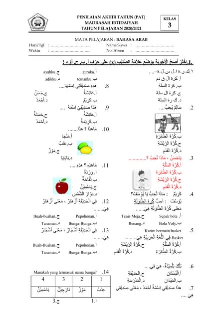 Soal Bahasa arab kelas 4.docx