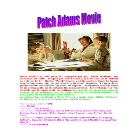 Patch adams es una película protagonizada por robin williams | DOC