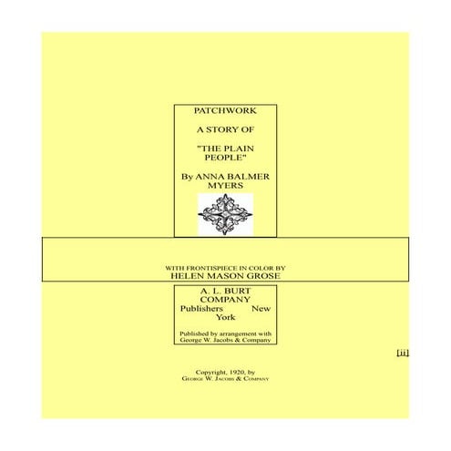 Patchwork - A Story of The Plain People | PDF
