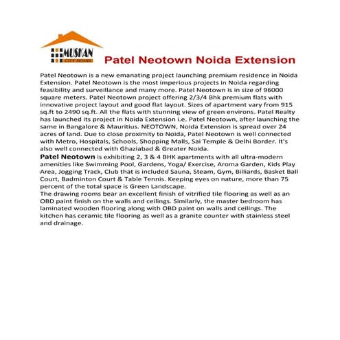 Patel Neotown Noida 9540009070 | PDF