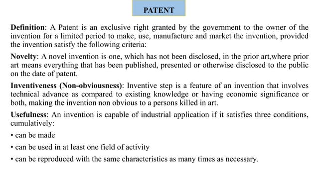 Concept of IPR and patent | PPTX | Industrial Property | Real Estate
